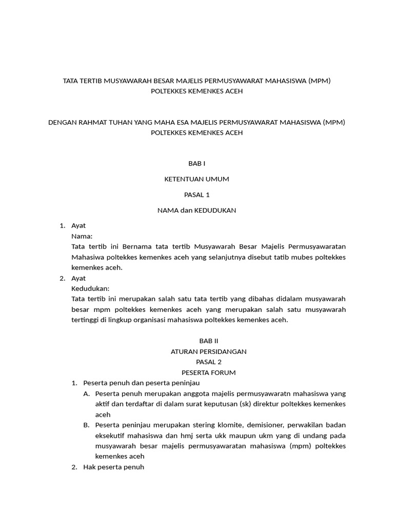 Tata Tertib Sidang Mubes | PDF