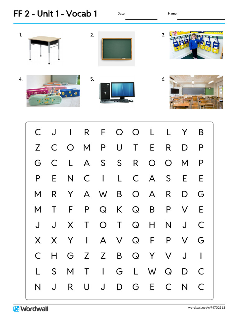 FF 2 Unit 1 Vocab 1 Wordsearch | PDF