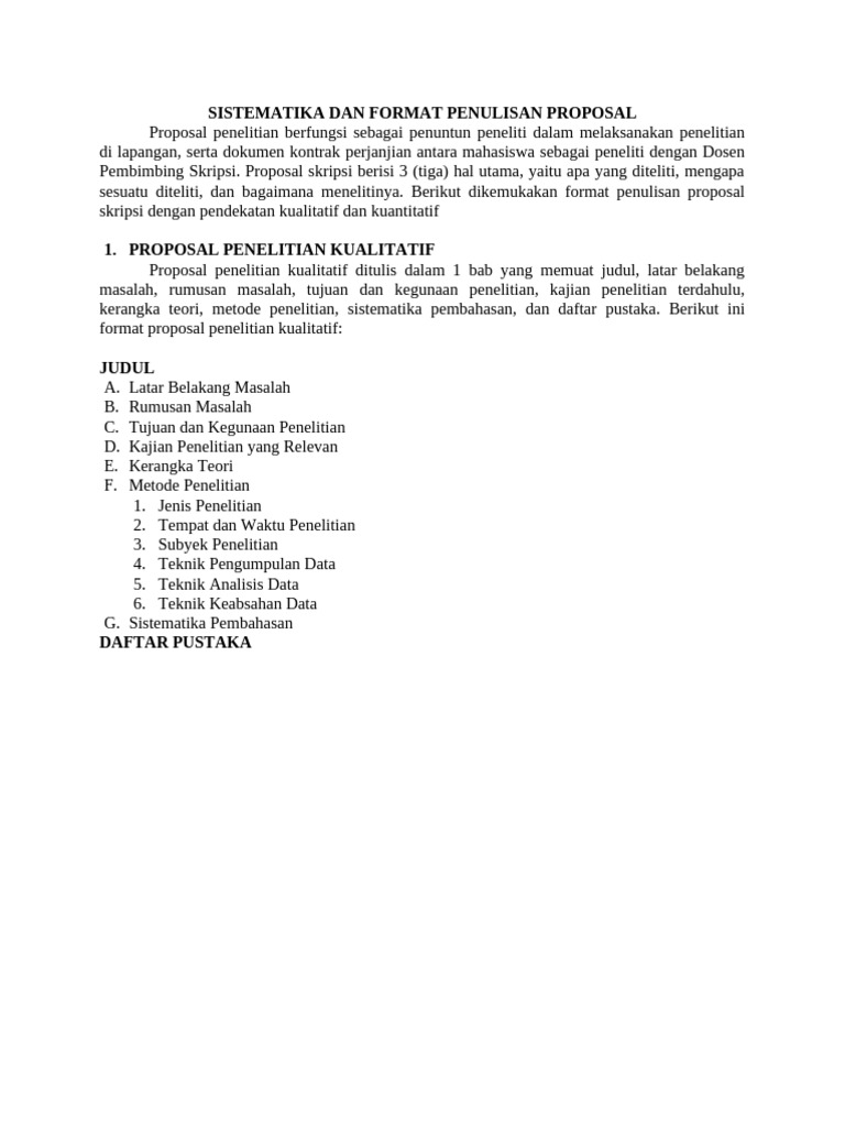 Format Proposal Skripsi Kualitatif dan Kuantitatif | PDF