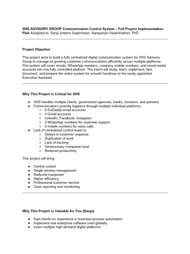 Project - Internship - Communication Control System | PDF | Customer ...