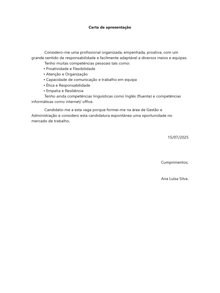 Carta - de - Apresentacao ALMS | PDF