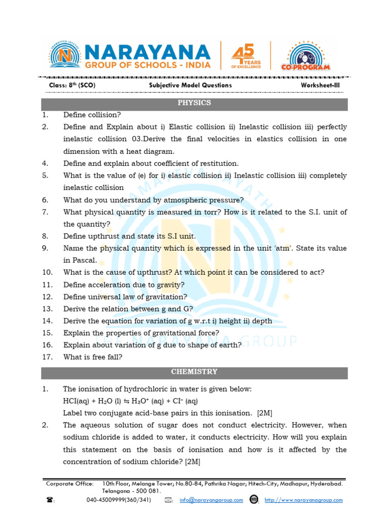 8TH - SCO - Subjective Model Questions - Worksheet-III | PDF ...