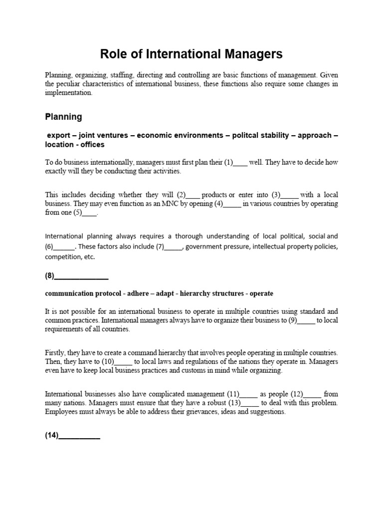 Chapter 1. International Managers | PDF | Human Resources | Business