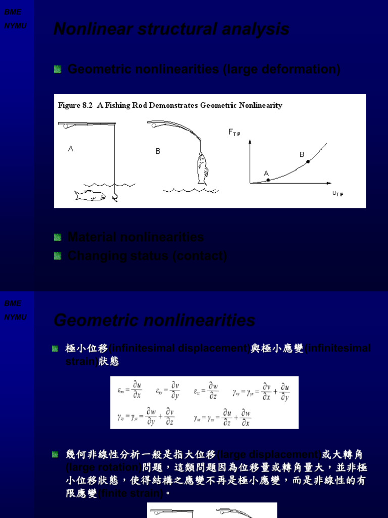 Nonlinear Structural Analysis: Geometric Nonlinearities (Large Deformation) | PDF