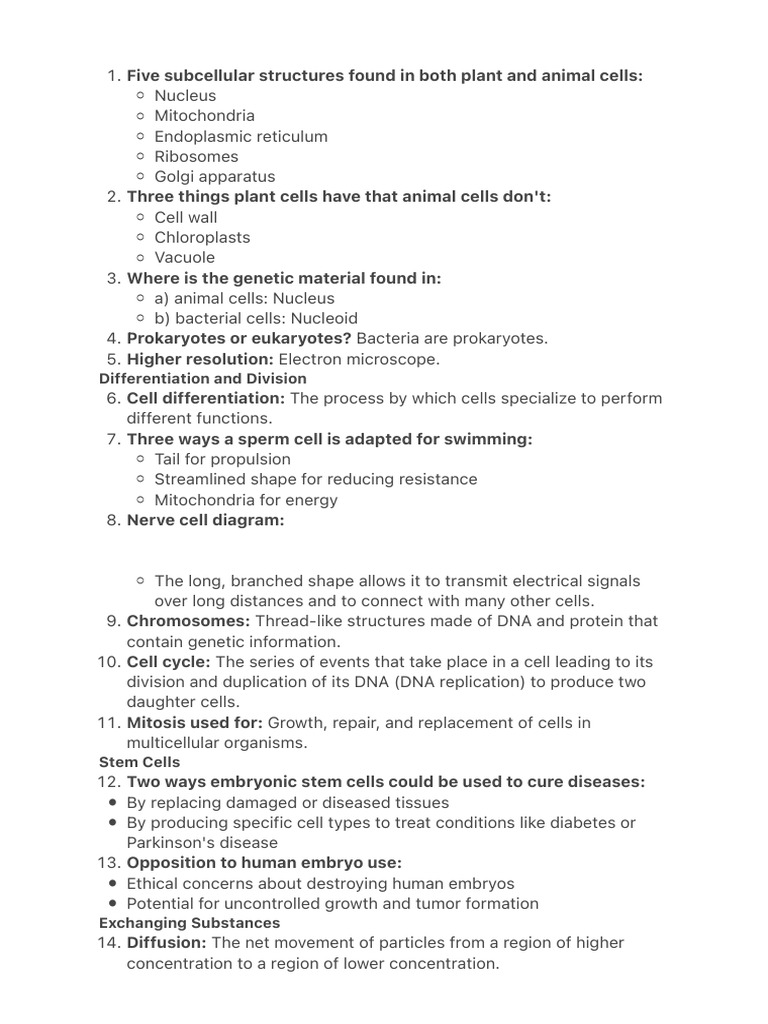 Cell Structures and Functions Explained | PDF | Cell (Biology ...