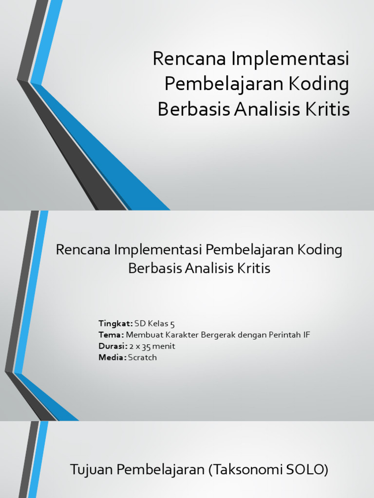 Rencana Implementasi Pembelajaran Koding Berbasis Analisis Kritis | PDF