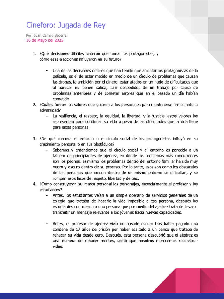 Cineforo Jugada de Rey | PDF