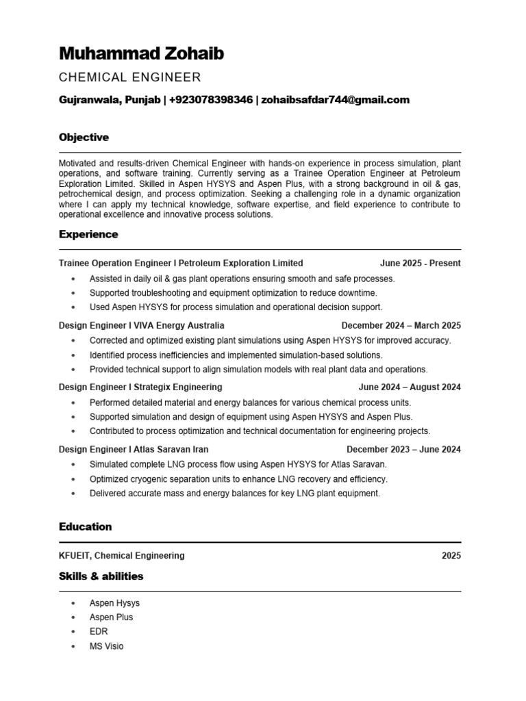 Muhammad Zohaib Safdar CV | PDF