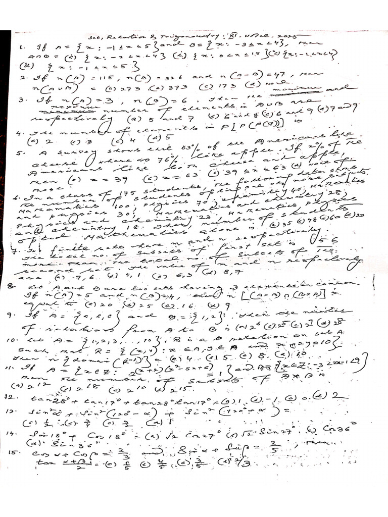 Math Exam Question (Set, Relation) | PDF