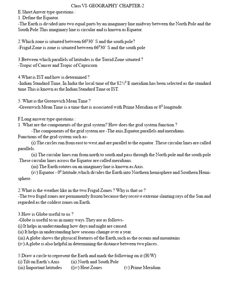 VI Geography Chapter-2 | PDF | Equator | Tropics
