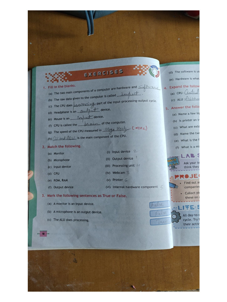 Class 3rd Computer CH 1 and CH 2 Book Exercises | PDF