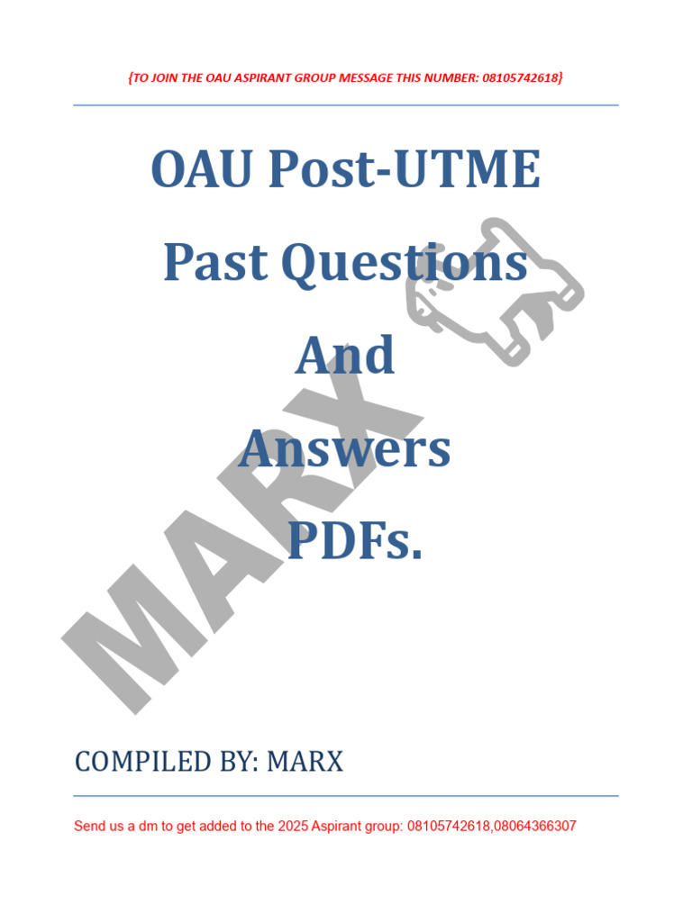 Oau Post-Utme PQ Compiled by Marx ? | PDF | Circulatory System ...