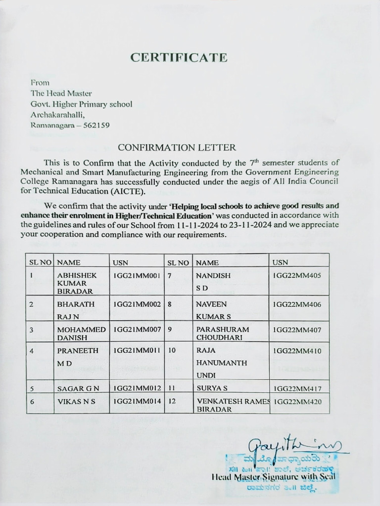 AICTE Certificate of School | PDF