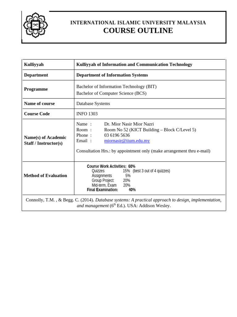 INFO 1303 - Database Systems | PDF | Databases | Relational Database
