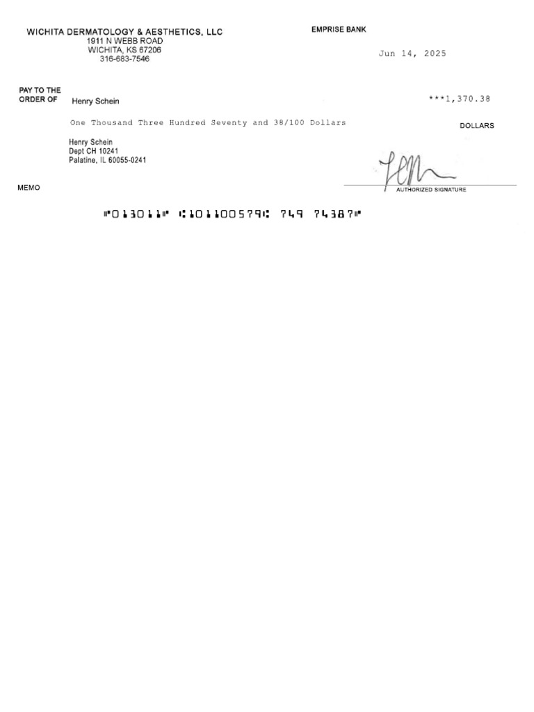 Henry Schei N: One Thousand Three Hundred Seventy and 38/100 Dollars | PDF