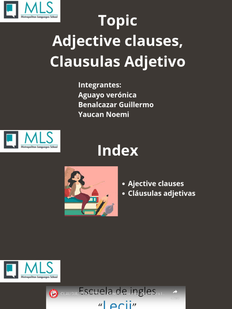 Presentación Adjectives Clauses | PDF | Adjective | Clause