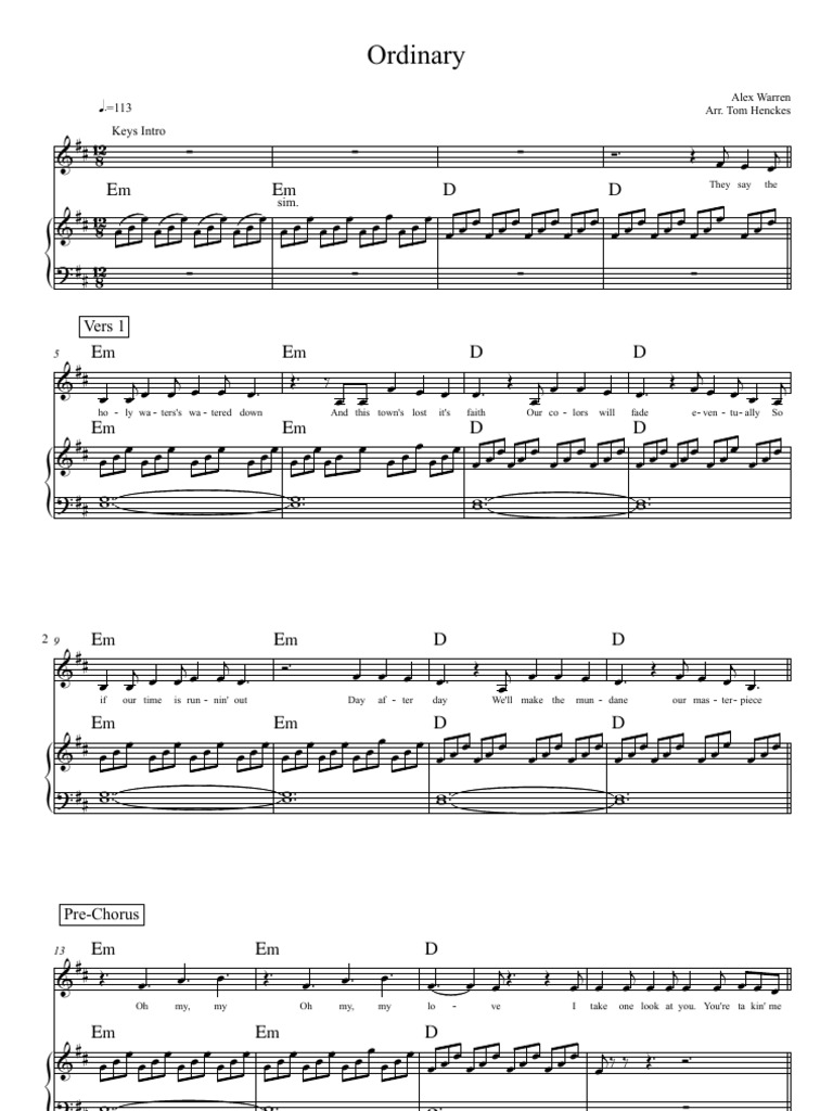 Ordinary - Keys+Voice - Partitur | PDF