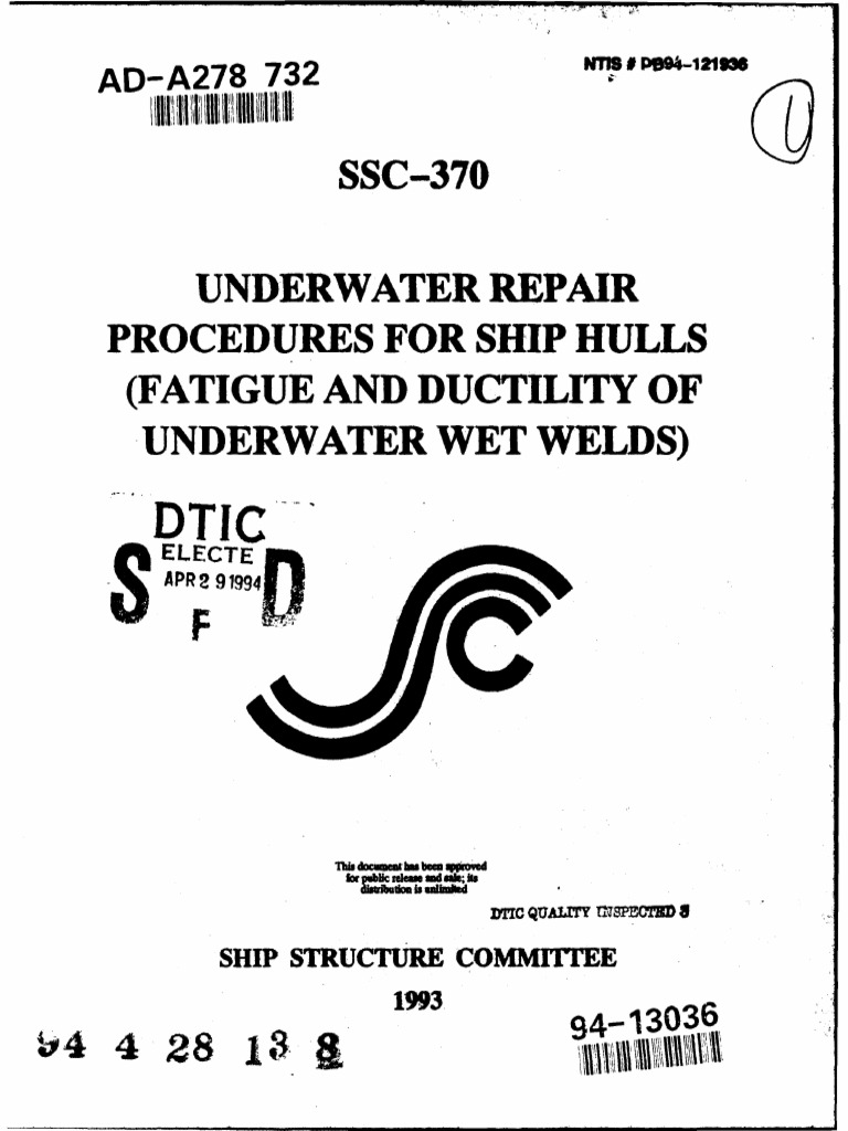Underwater Repair Procedures For Ship Hulls | PDF | Welding | Construction