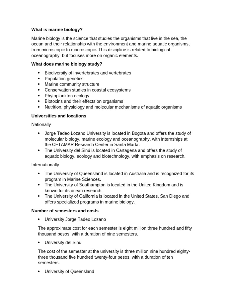 What Is Marine Biology 1 | PDF | Marine Biology | Ecology