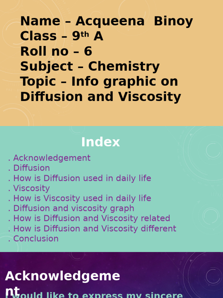Acqueena Chemistry Project | PDF | Viscosity | Diffusion