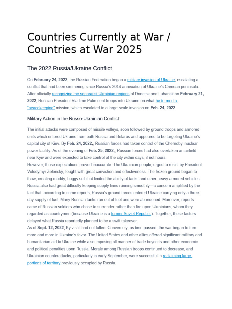 Current Wars: Russia-Ukraine Conflict | PDF | Ukraine | Russia