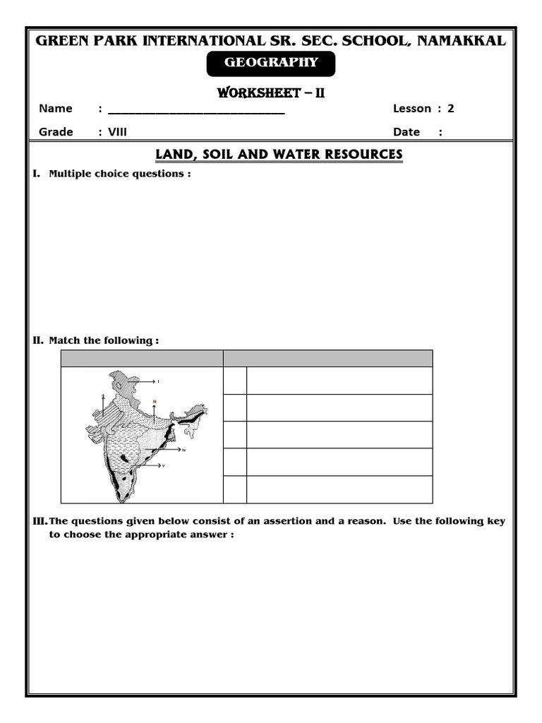 Viii - Geography (Worksheet - 2) | PDF | Soil | Weathering