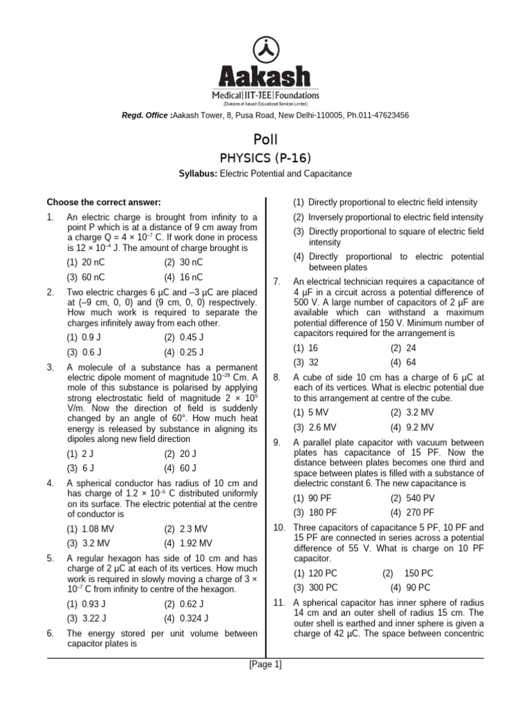 Electric Potential and Capacitance | PDF | Capacitor | Capacitance