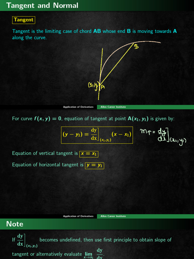 Tangent Normal Intro | PDF | Tangent | Algebraic Geometry