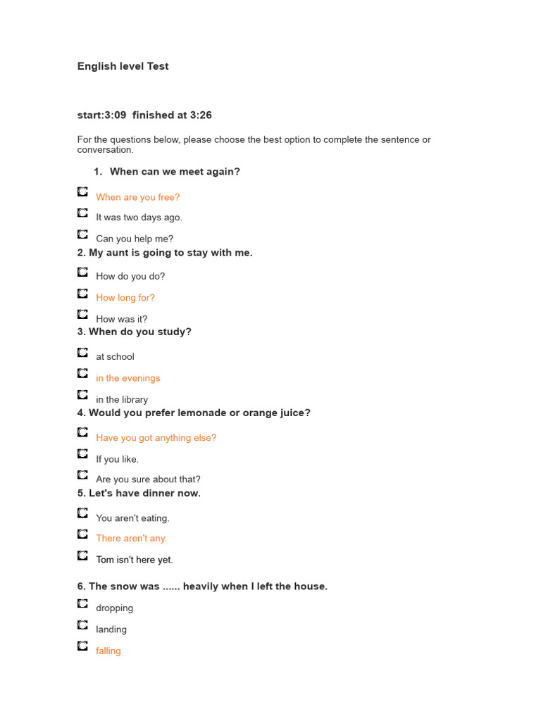 English Level Test Overview | PDF