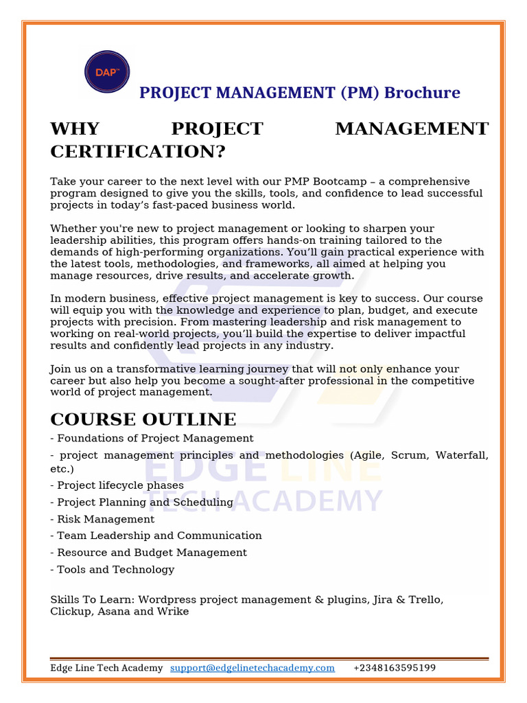 Project Management Brochure | PDF | Project Management | Agile Software ...