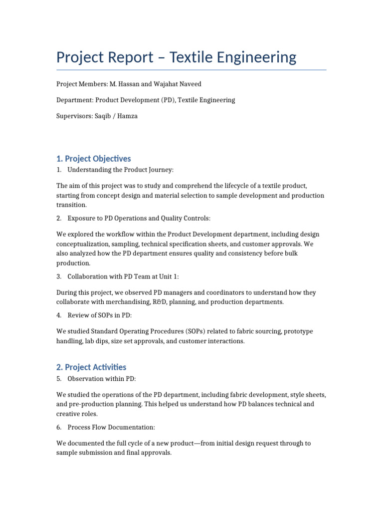 Project Report Textile PD | PDF | Textiles