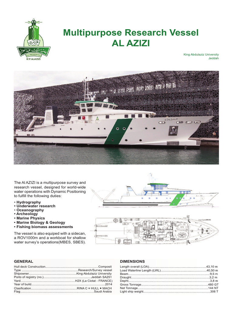 Al AZIZI Research Vessel Overview | PDF | Ships | Tonnage