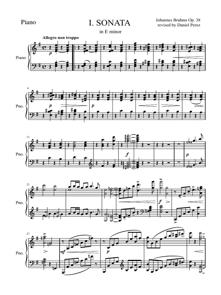Brahms Cello Sonata in E Minor Movement No.1 With Piano Complete-Piano ...