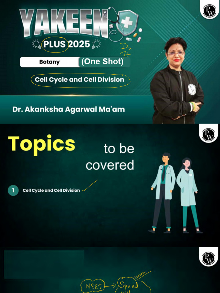 Cell Cycle and Cell Division Class Notes Yakeen Plus 202 | PDF