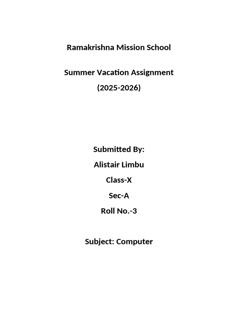 Ramakrishna Mission School | PDF