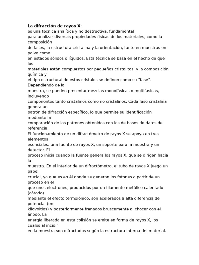 Difracción de Rayos X y SEM: Técnicas Analíticas | PDF | Microscópio ...