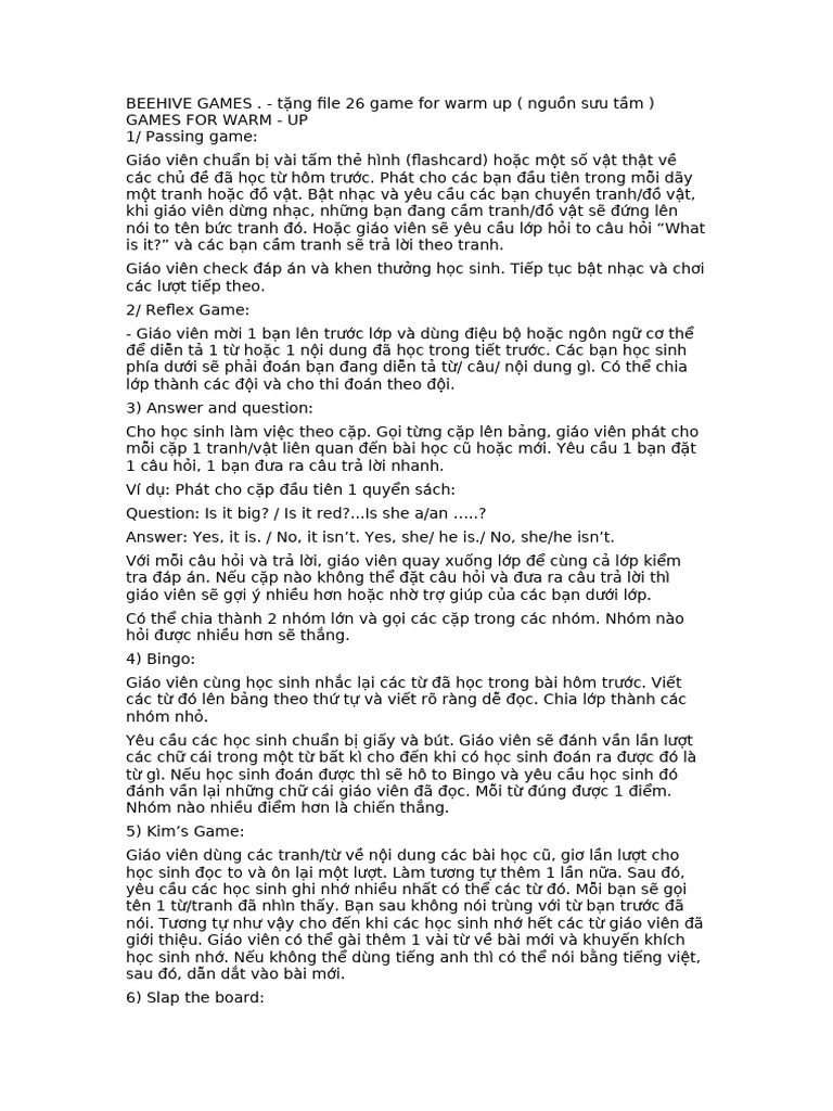Warm Up Games | PDF