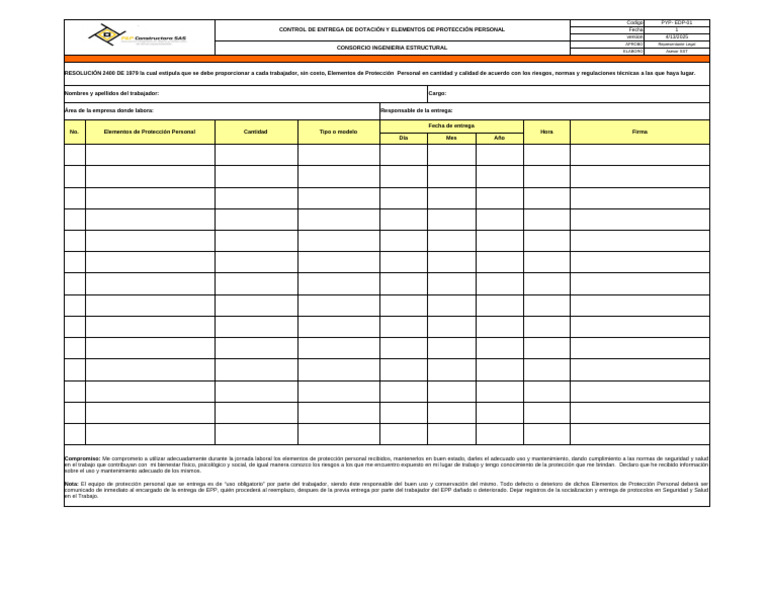 Entrega Dotacion y EPP | PDF