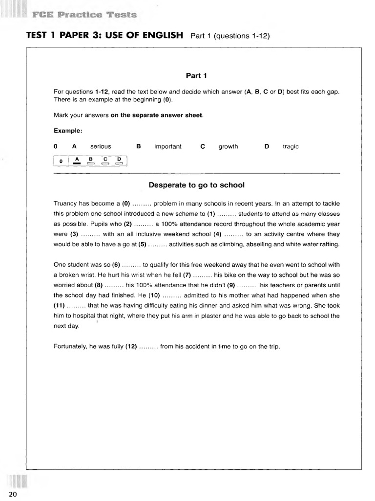 Fce Test 1 Use of English | PDF