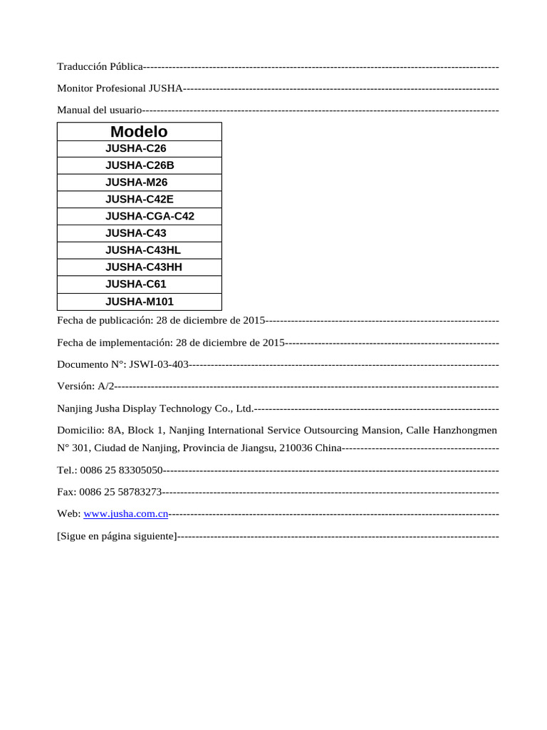 Manual Español Modelos c26、c26b、m26、c42e、Cga-c42、c43、c61、c43hl、c43hh ...