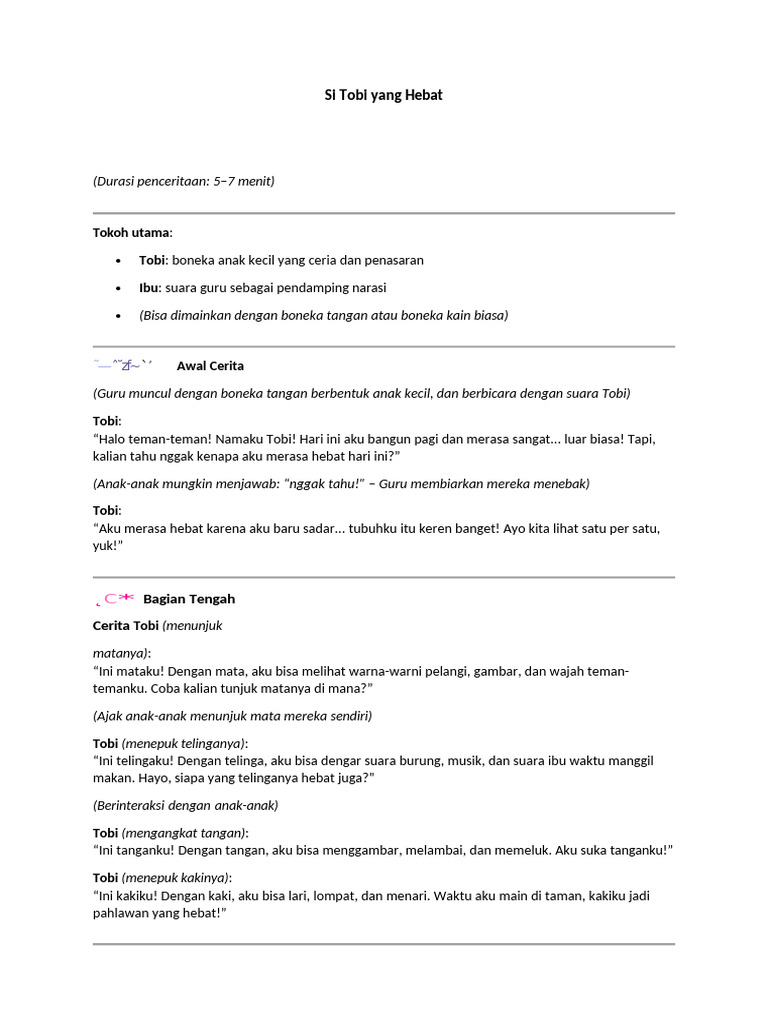Cerita Si Tobi Yang Hebat | PDF