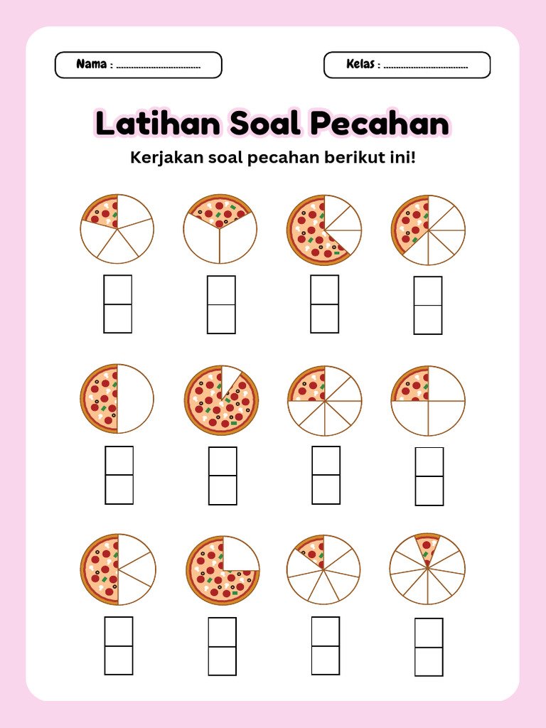 Latihan Soal Pecahan Worksheet Merah Muda Dan Oren Ilustratif - 20250715 - 234114 - 0000 | PDF