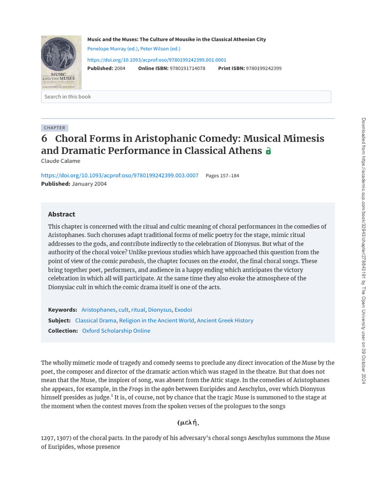 6 Choral Forms in Aristophanic Comedy | PDF | Aristophanes | Greek Tragedy