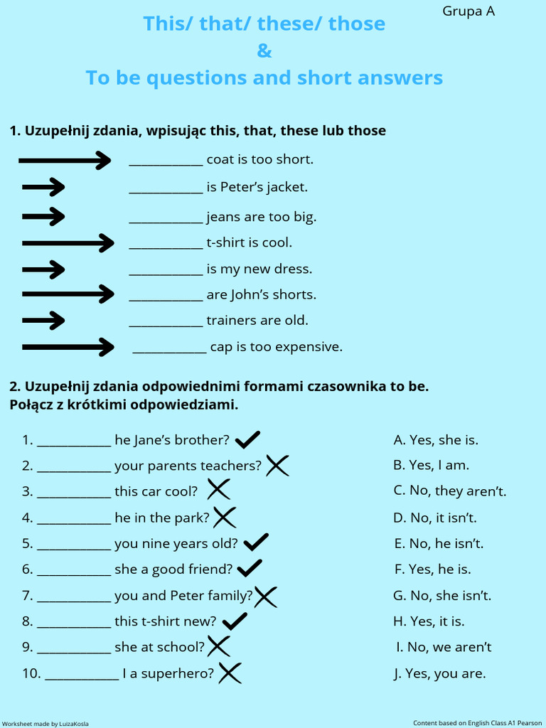 This These That Those & To Be Questions and Short Answers | PDF | Chess ...