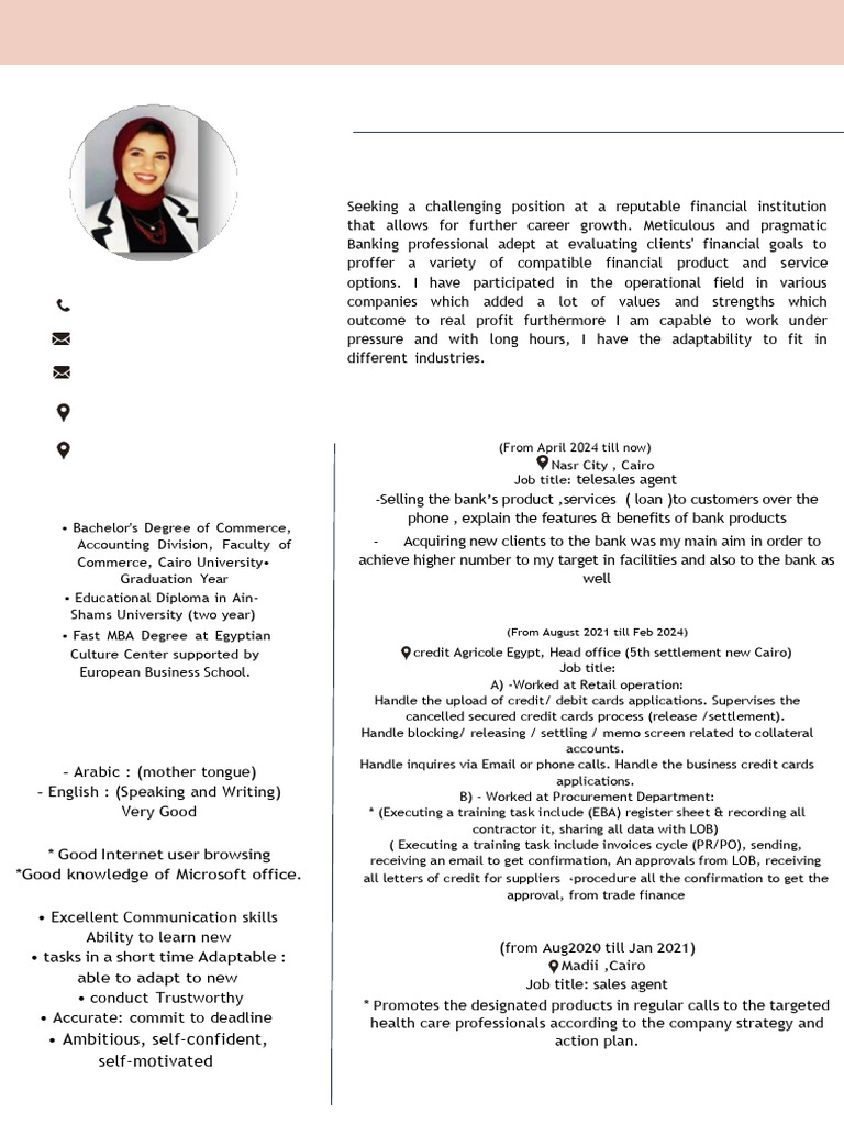 Professional CV of Sahar 2025 | PDF | Banks | Business