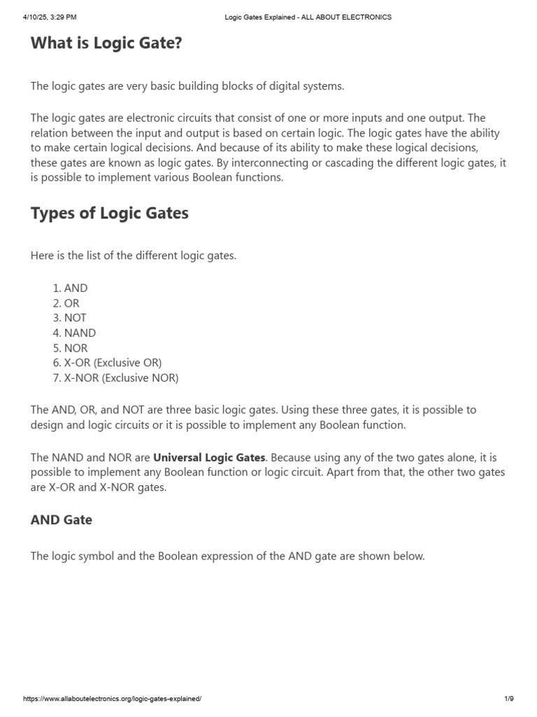 6) Logic Gates Explained - ALL ABOUT ELECTRONICS | PDF | Logic Gate ...