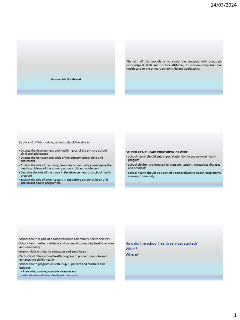 1 School Health Services | PDF | Oral Hygiene | Dentistry