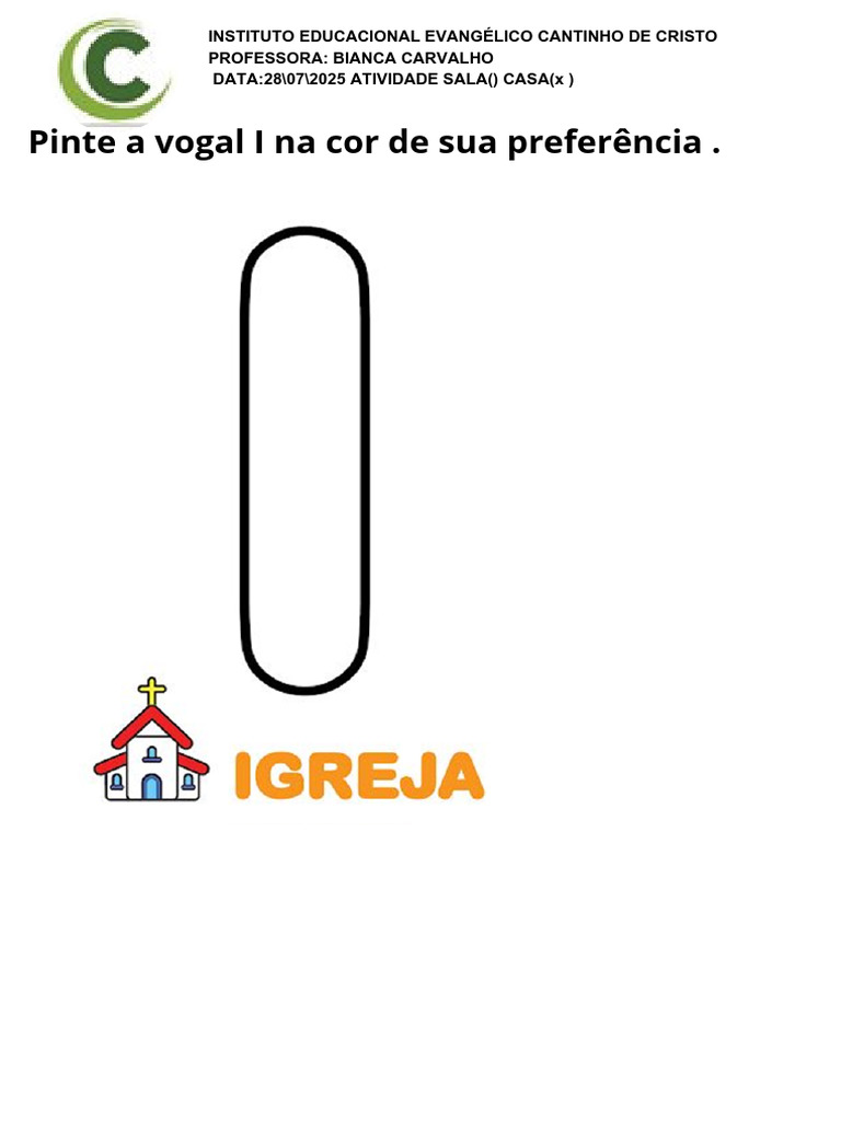 Atividade de Pintura da Vogal I | PDF