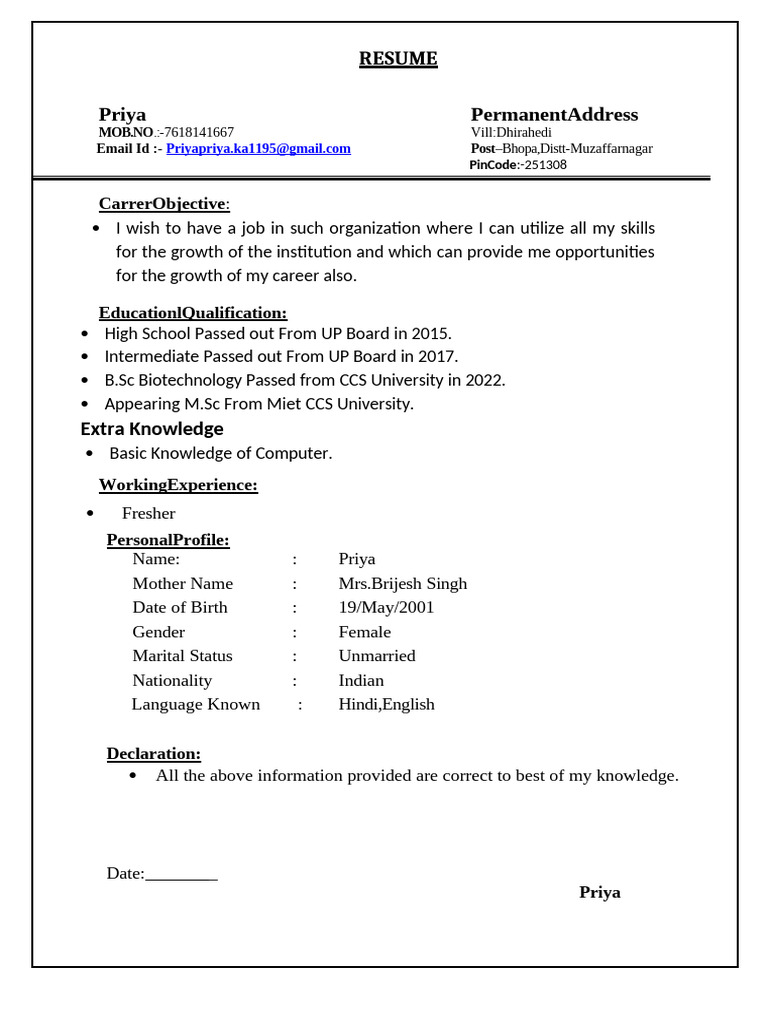 Priya Resume | PDF