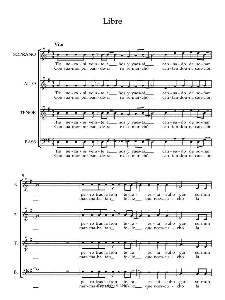 Letras de Canciones SATB para Coro | PDF